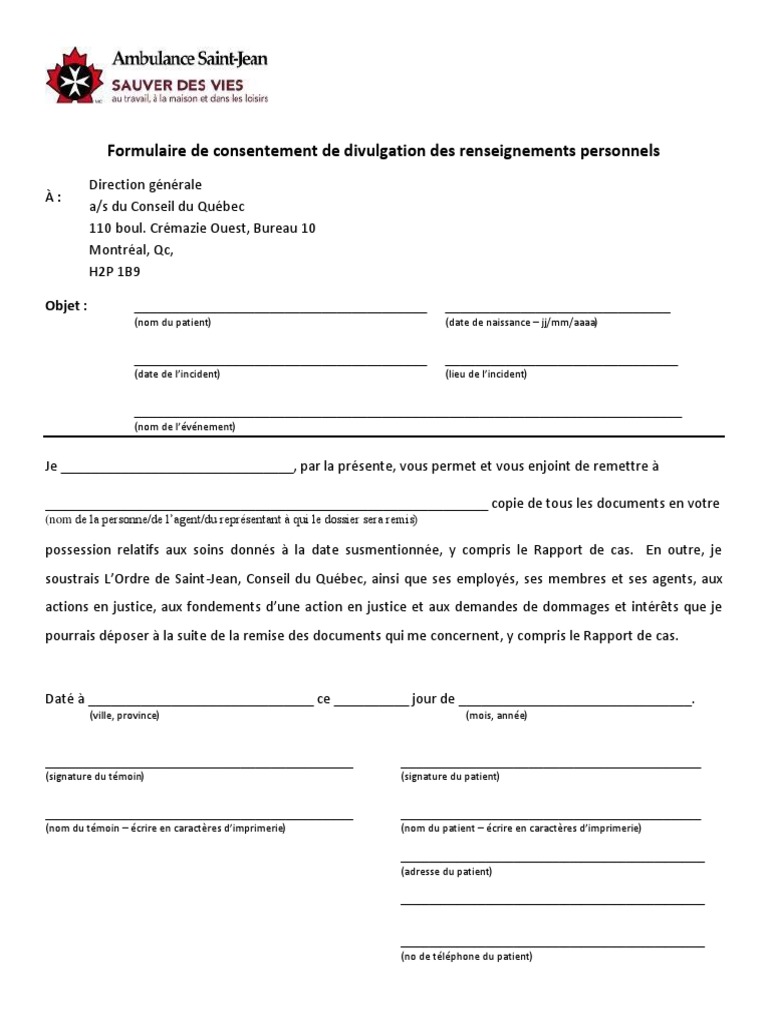 Formulaire de consentement personnel | PDF | Sciences sociales