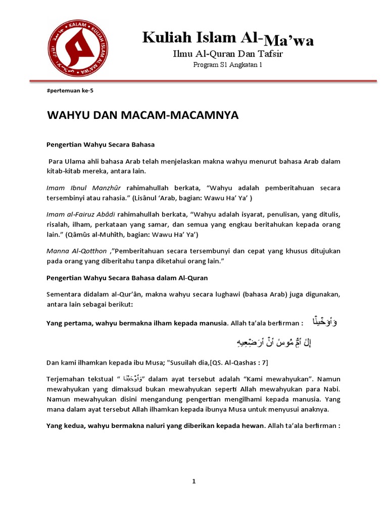 4) Wahyu Dan Macam-Macamnya | PDF