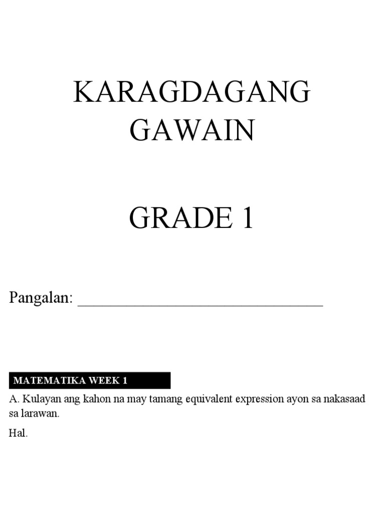 Karagdagang Gawain W1 W2all Subjects 2 | PDF