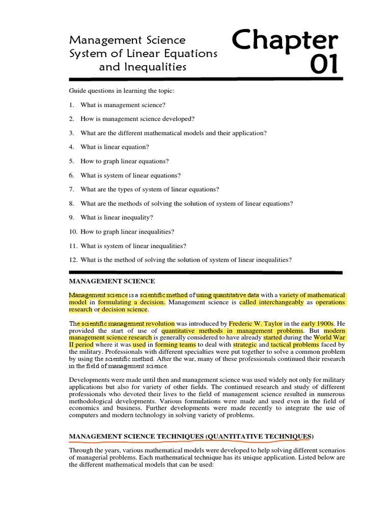 Chapter 01 Introduction To Quantitative Technique Lecture | PDF ...