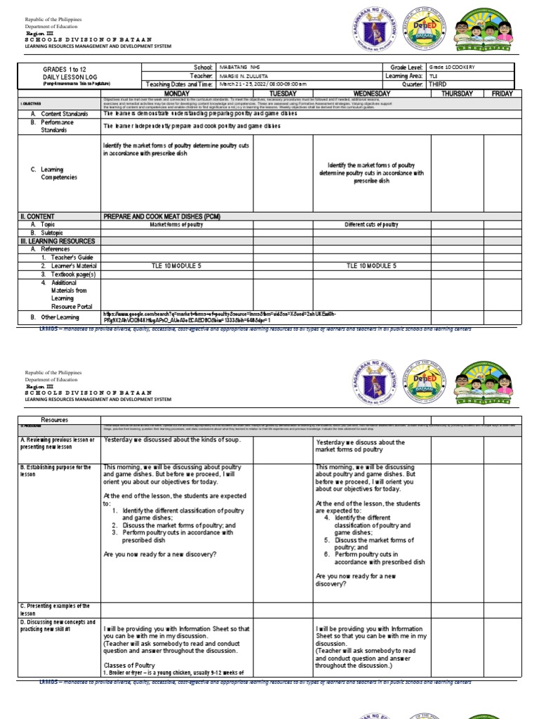 DLL in Tle 10 | PDF | Learning | Teachers