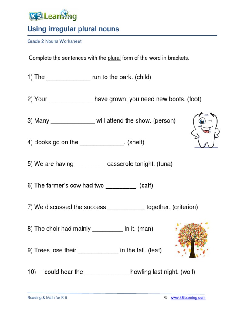 Grade 2 Irregular Plural Nouns A | PDF