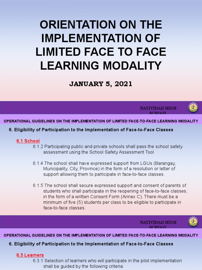 Natividad High School Face-to-Face Guidelines | PDF | Schools | Medical ...