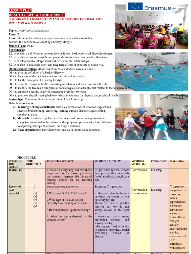 Lesson Plan Healthy Life, Food and Sport RO CC | PDF | Foods | Healthy Diet