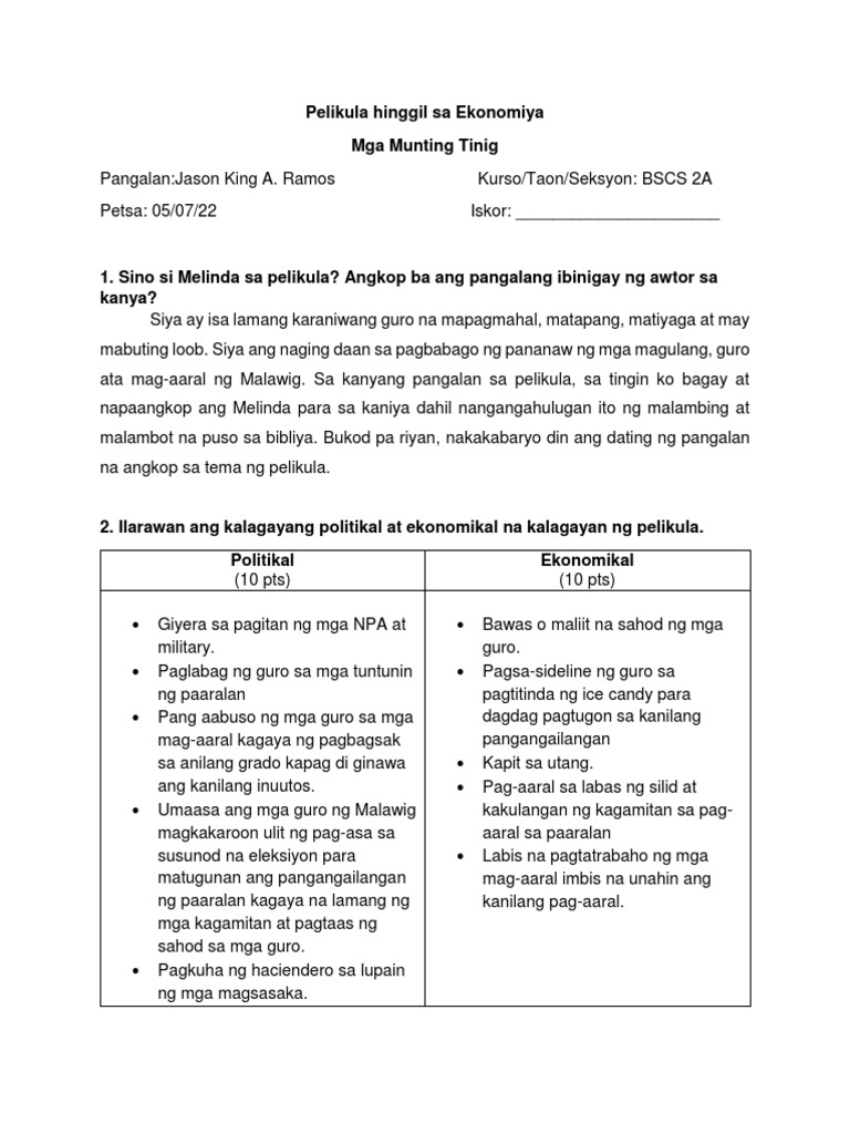 Pelikula Hinggil Sa Ekonomiya Munting Tinig | PDF