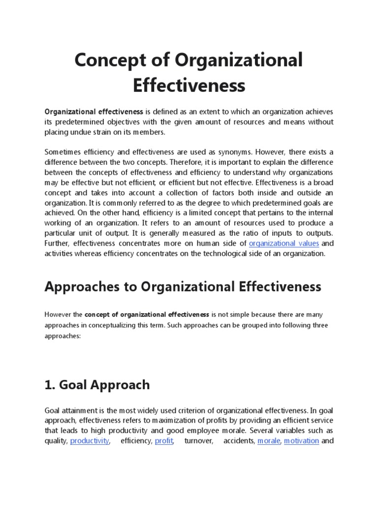 Concept of Organizational Effectiveness | PDF | Goal | Causality