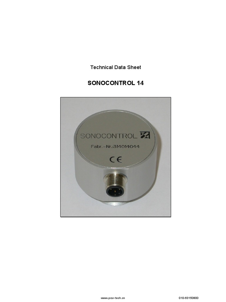 Sonocontrol 14: Technical Data Sheet | PDF | Electrical Connector | Viscosity