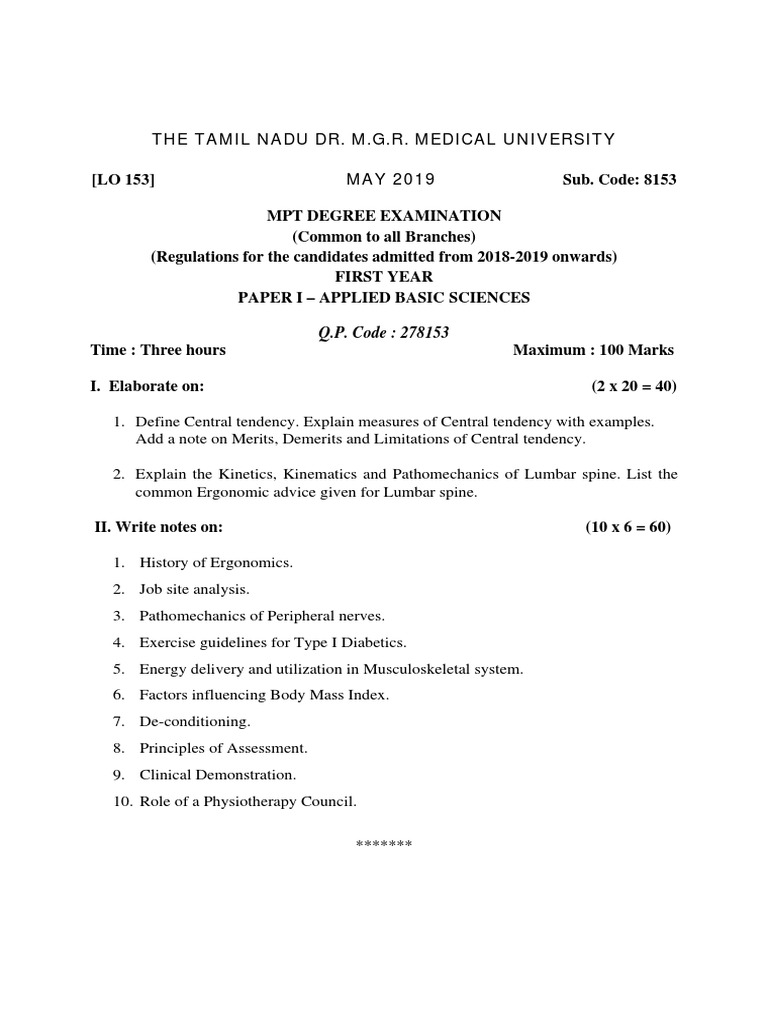 Q.P. Code: 278153 | PDF | Skeletal Muscle | Test (Assessment)