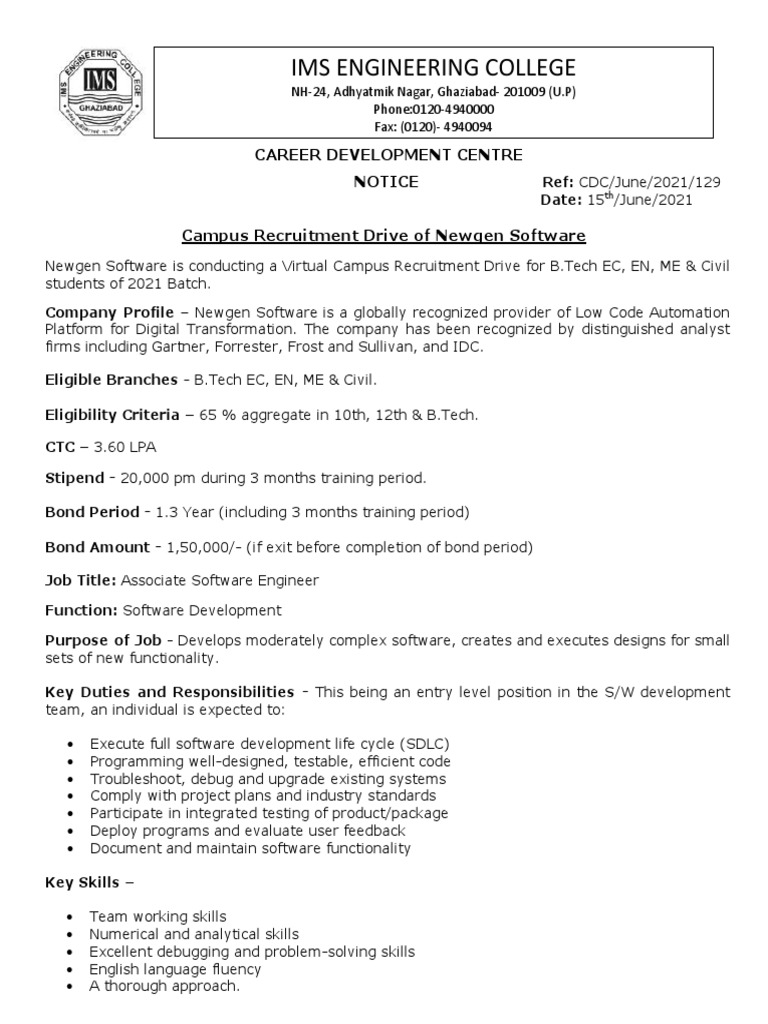 Notice - Newgen Software | Download Free PDF | Software | Computer Engineering