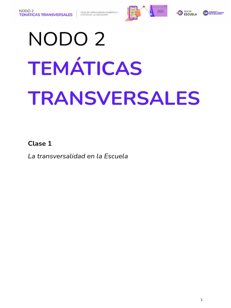 CLASE 1 - La Transversalidad en La Escuela | PDF | Método de enseñanza | Plan de estudios