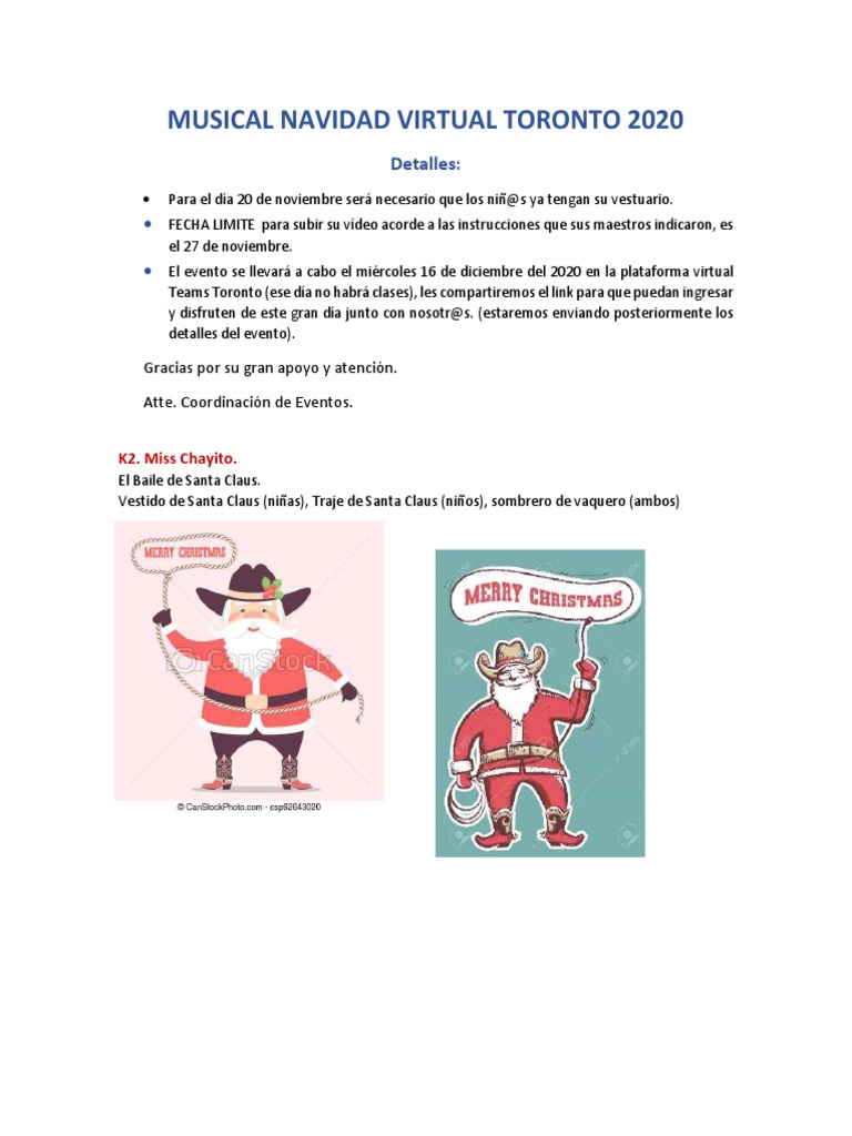Musical Navidad Virtual Toronto 2020: Detalles | PDF
