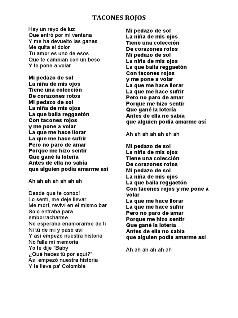 Un canto de amor a una mujer que baila reggaetón con tacones rojos | PDF