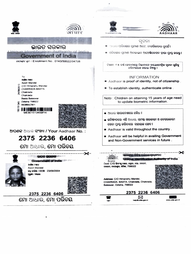 Ashish Aadhar Card | PDF