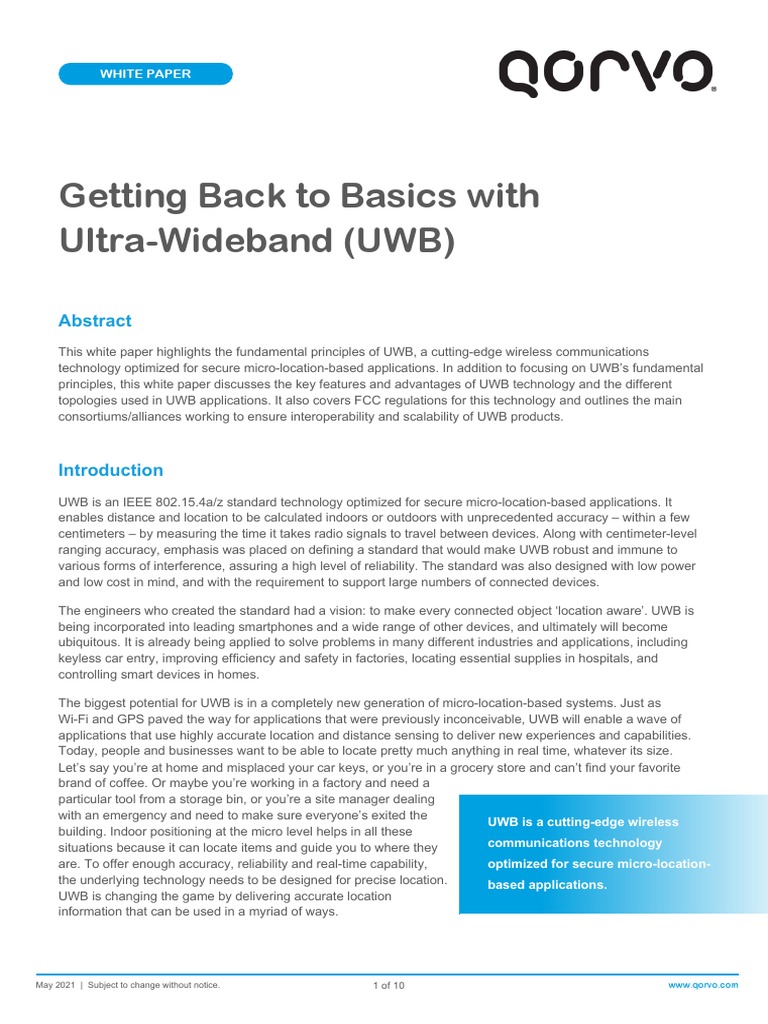Qorvo Getting Back To Basics With Ultra Wideband Uwb White Paper | PDF | Ultra Wideband ...
