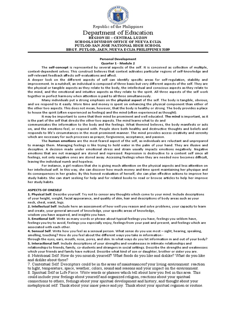 Perdev Q1 M2 | PDF | Feeling | Senses