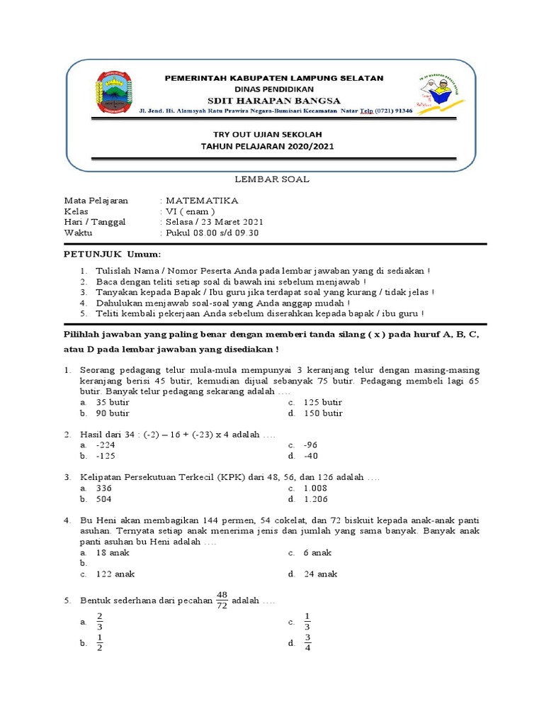 SOAL TRY OUT KE-2 SD | PDF