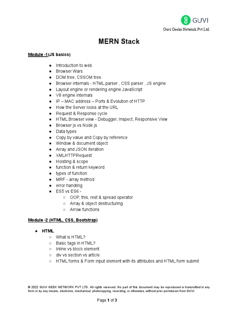 Mern Syllabus | PDF | Html | Software