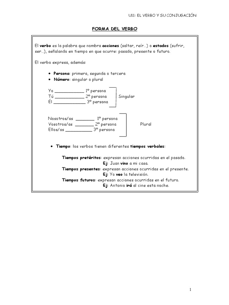 9el Verbo Y Su Conjugación Pdf Verbo Conjugación Gramatical