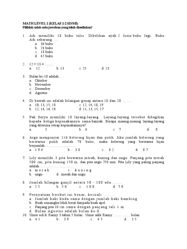 Math Level 1 | PDF