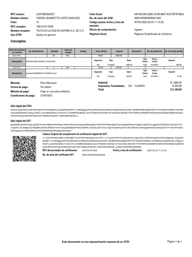 Conceptos: Sello Digital Del CFDI | PDF