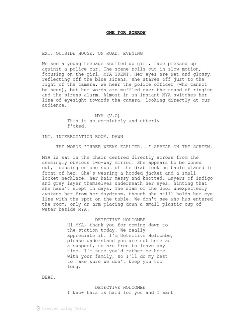 Script One For Sorrow 5 1 | PDF