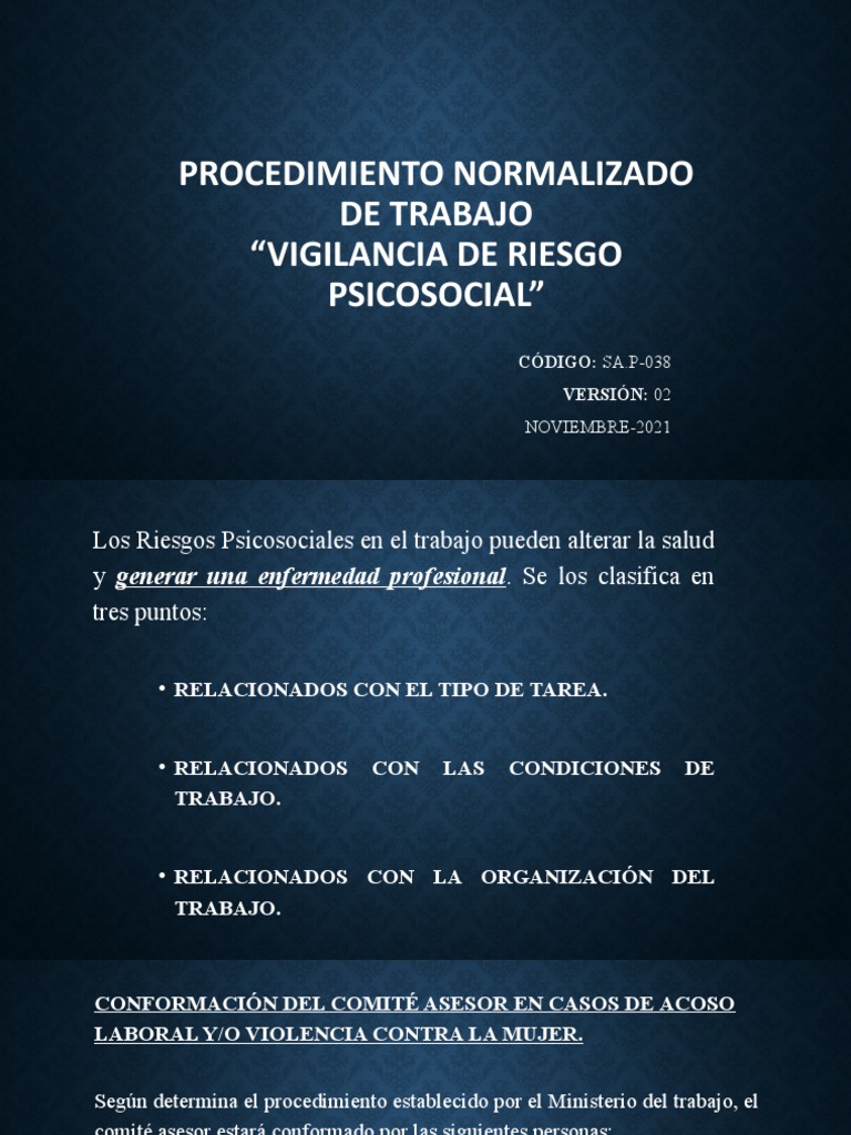 Procedimiento Riesgo Psicosocial | PDF