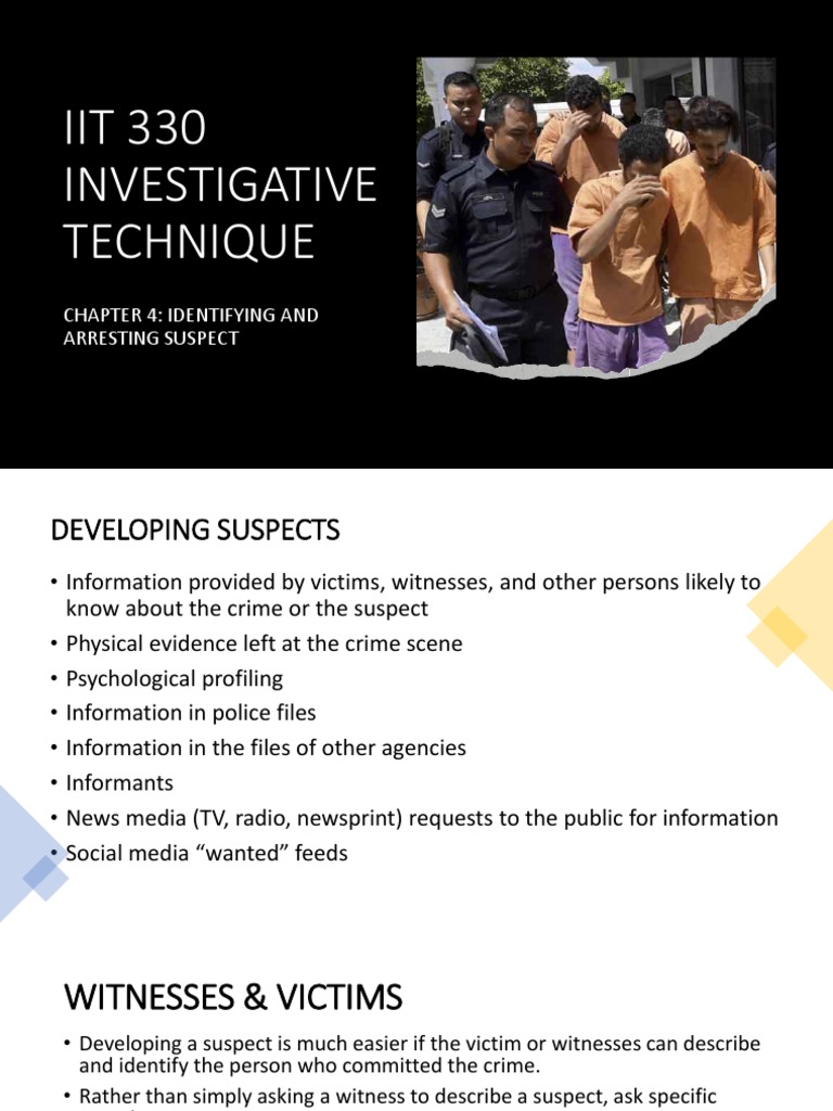 Iit 330 Identifying Suspect C4 | PDF | Witness | Offender Profiling