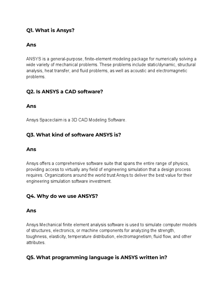 Ansys Interviwe Questions | PDF | Finite Element Method | Cloud Computing