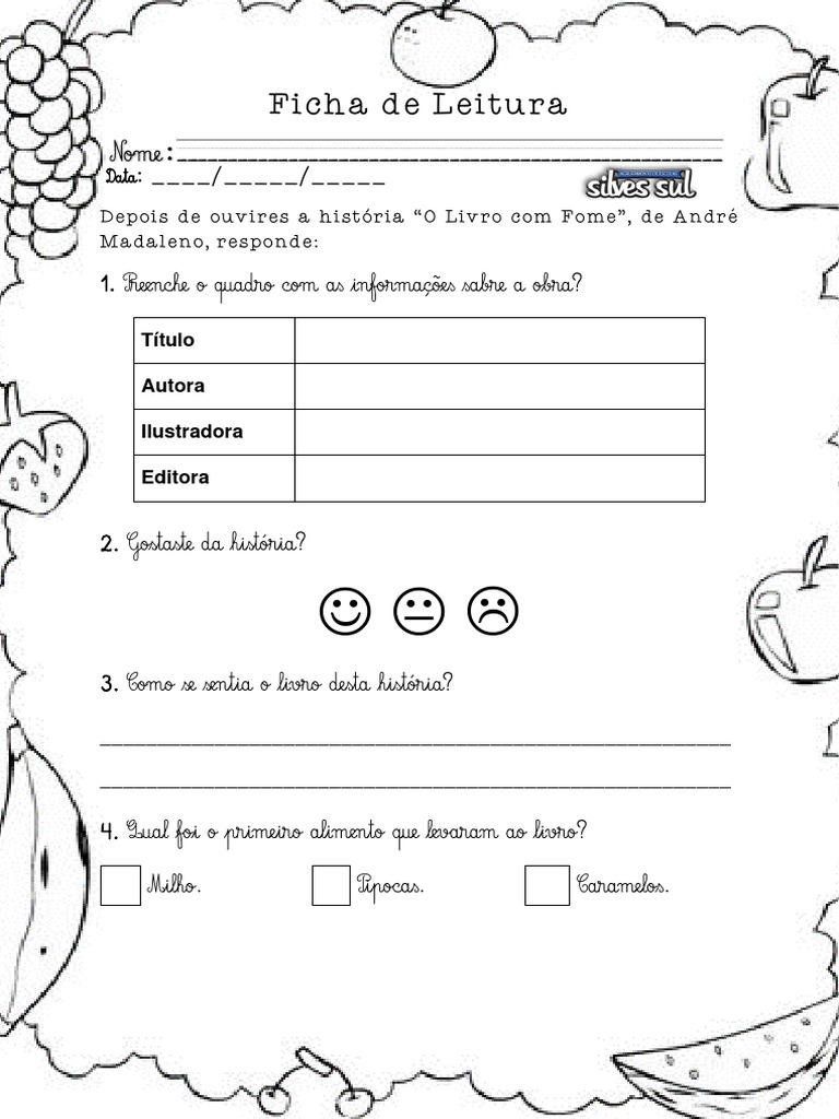 Ficha de Leitura - O Livro Com Fome | PDF