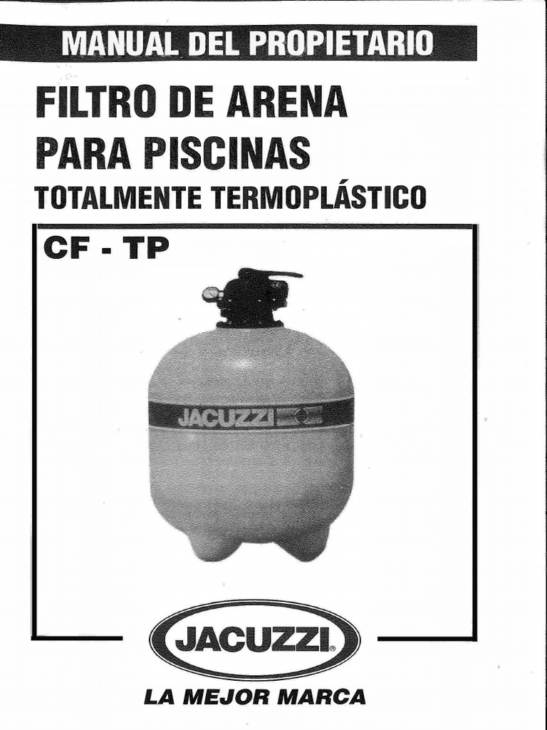 Manual Filtro Jacuzzi CF | PDF | Filtración | Bomba