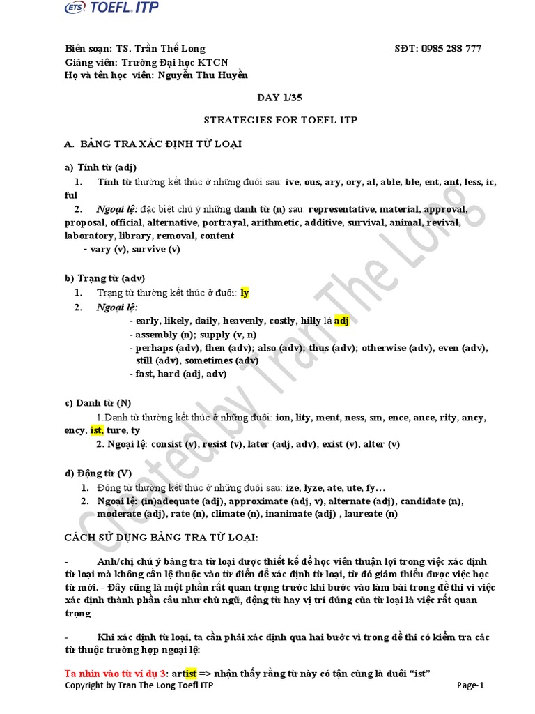 Toefl ITP Day 1 | PDF