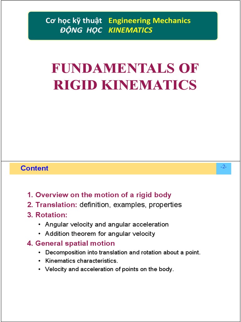 DH - Ch2 Fundamentals of Rigid Kinematics - 4x3 | PDF | Rotation Around A Fixed Axis | Kinematics