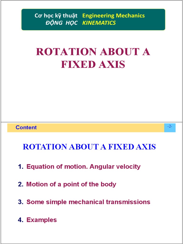 DH - Ch3-1 Kinematics - Rotation About a Fixed Axis - 4x3 | PDF | Rotation Around A Fixed Axis ...