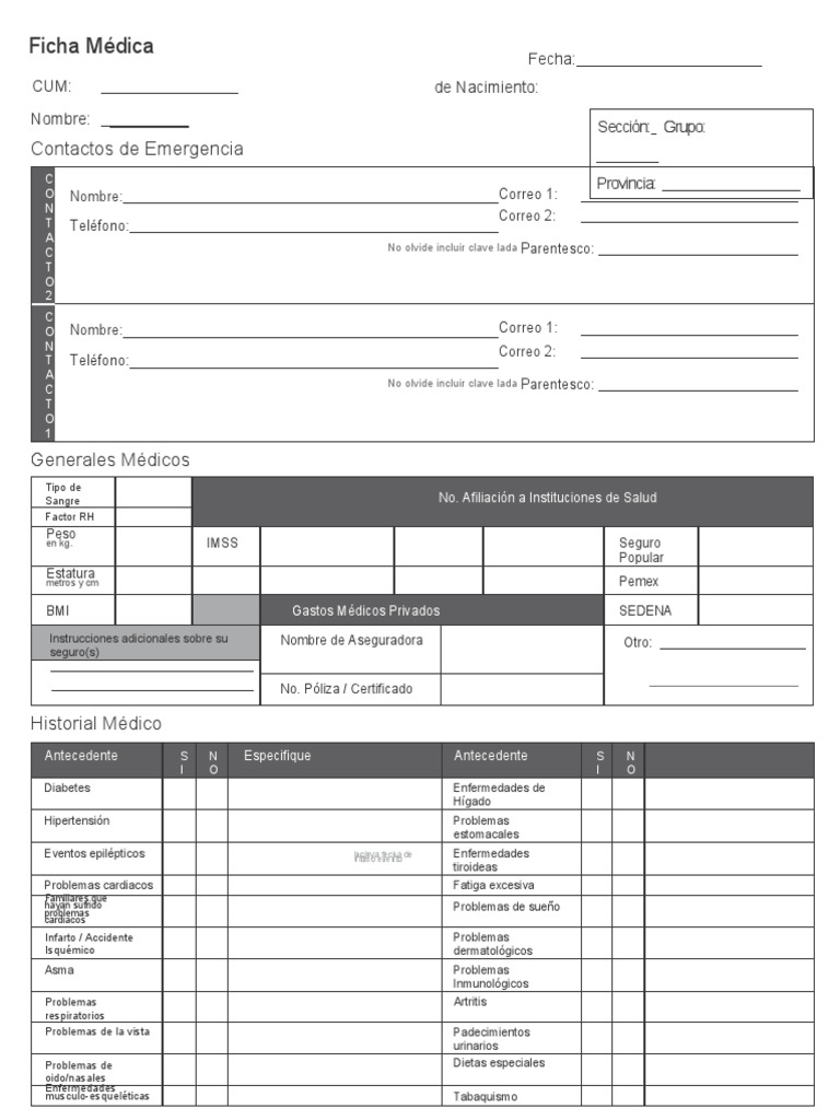 Ficha Medica Editable | PDF | Vacunas | Cuidado de la salud
