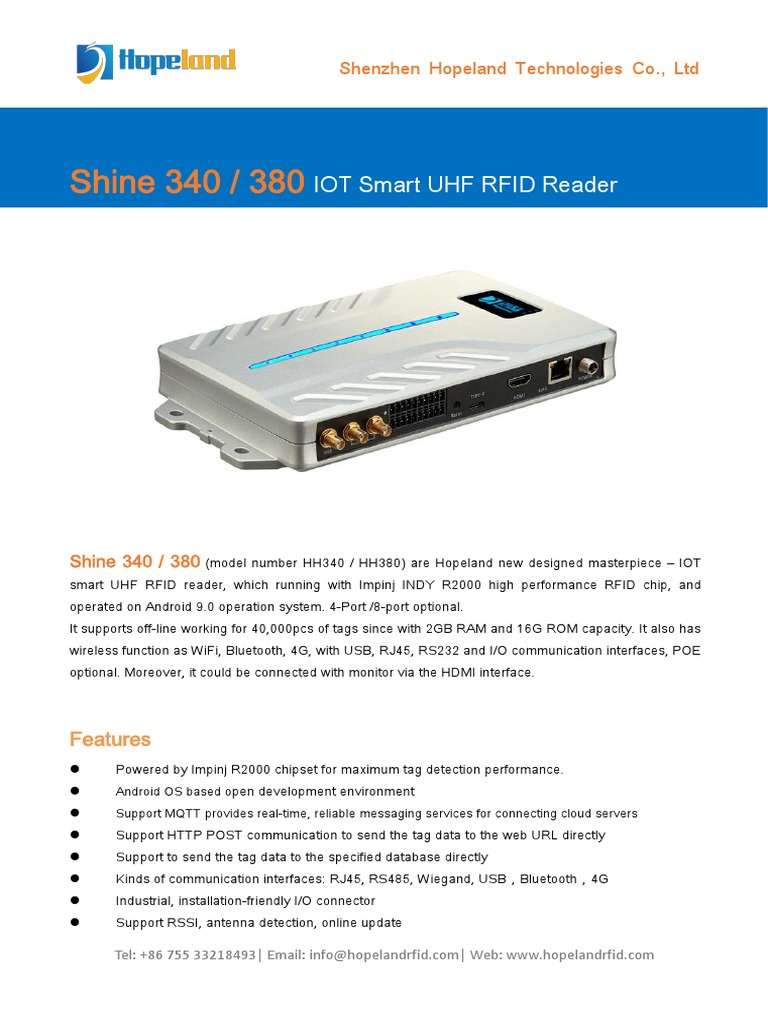 IOT Smart UHF RFID Reader Specs | PDF | Android (Operating System ...