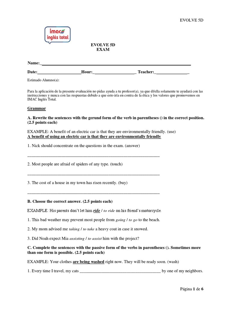 Exam EVOLVE 5D | PDF