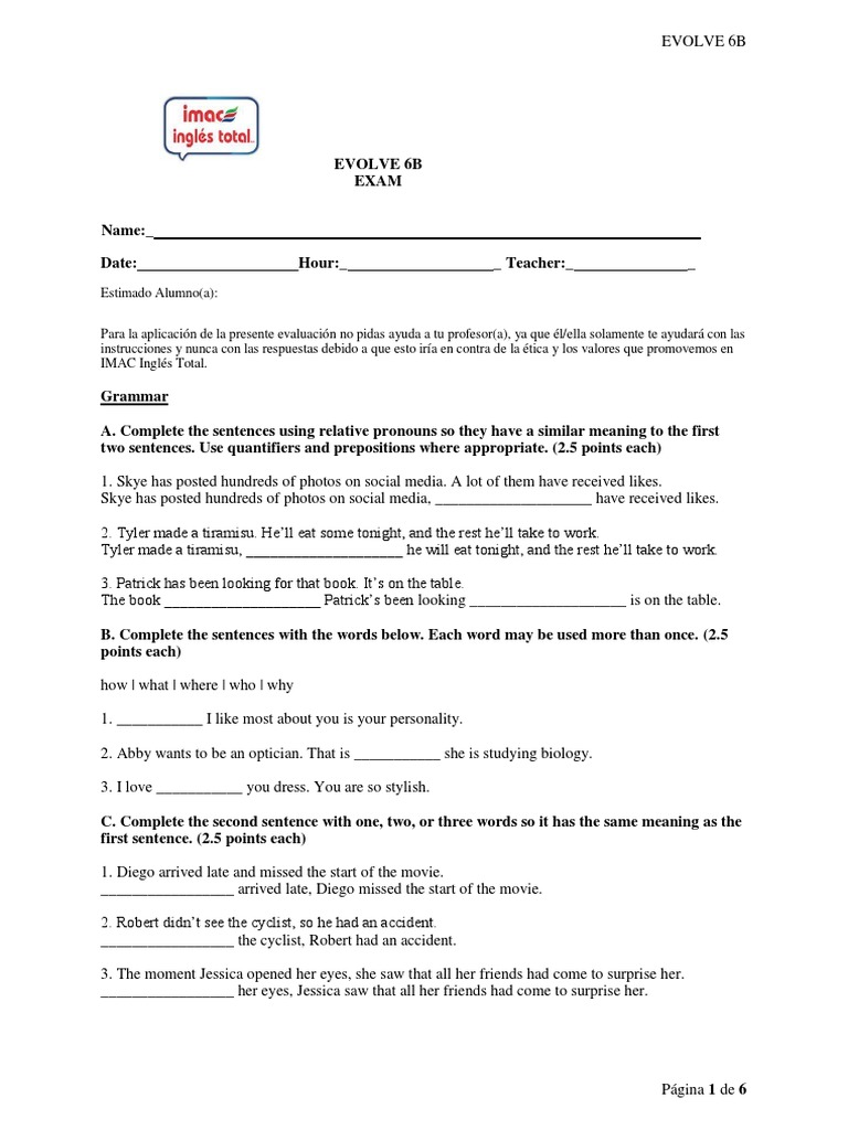 Exam EVOLVE 6B | PDF | Mike Tyson