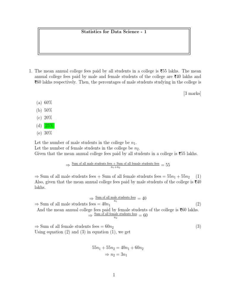 Mock - Test - 2 - Solution Statistics | PDF | Variance | Median