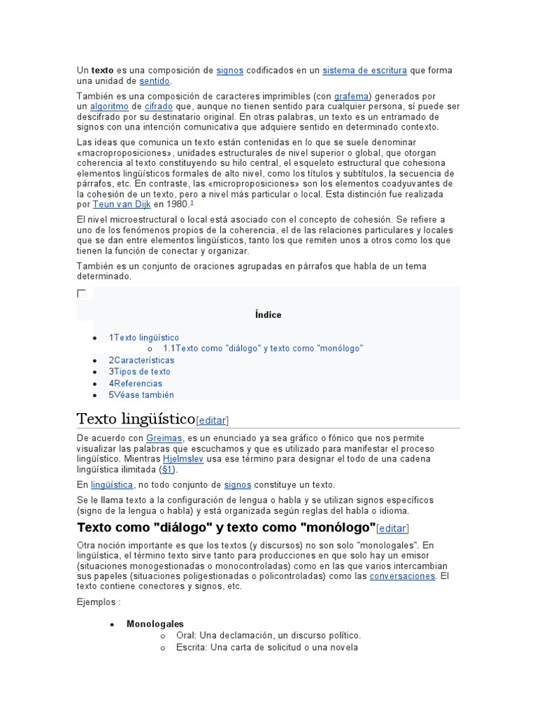 Que Es Un Texto Definicion | PDF | Lingüística | Escritura