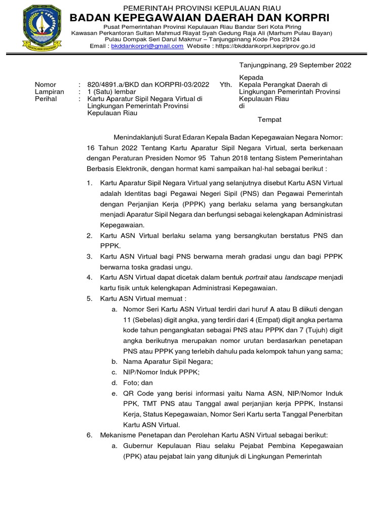 Surat Karpeg Ok | PDF