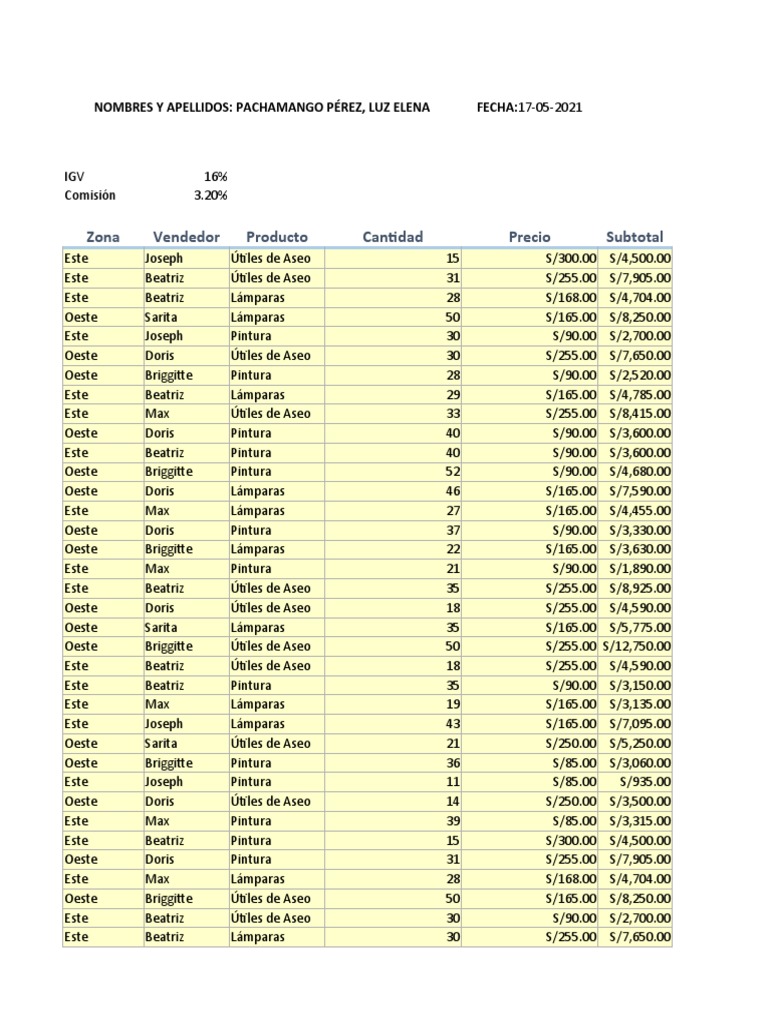 Examen Final de Excel B Sico ACIP | PDF