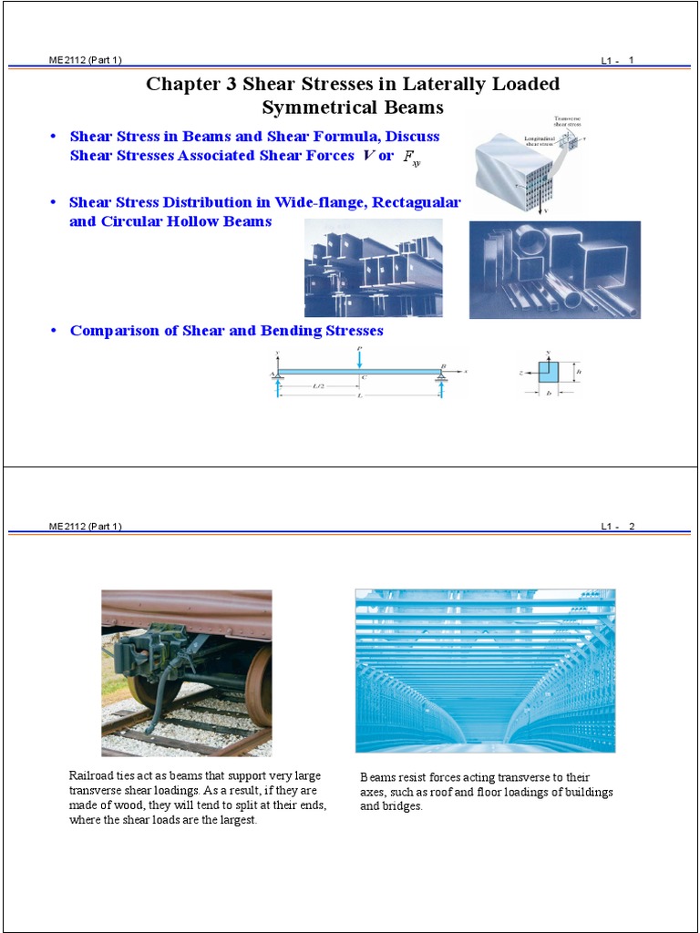 ME2112 - (Part 1) - Shear Stress in Beams-L1 | PDF | Bending | Beam (Structure)