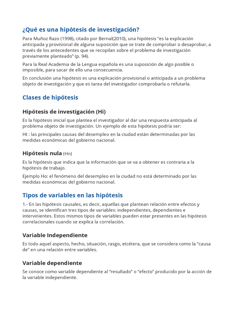 Tipos y Ejemplos de Hipótesis en Investigación | PDF | Hipótesis ...