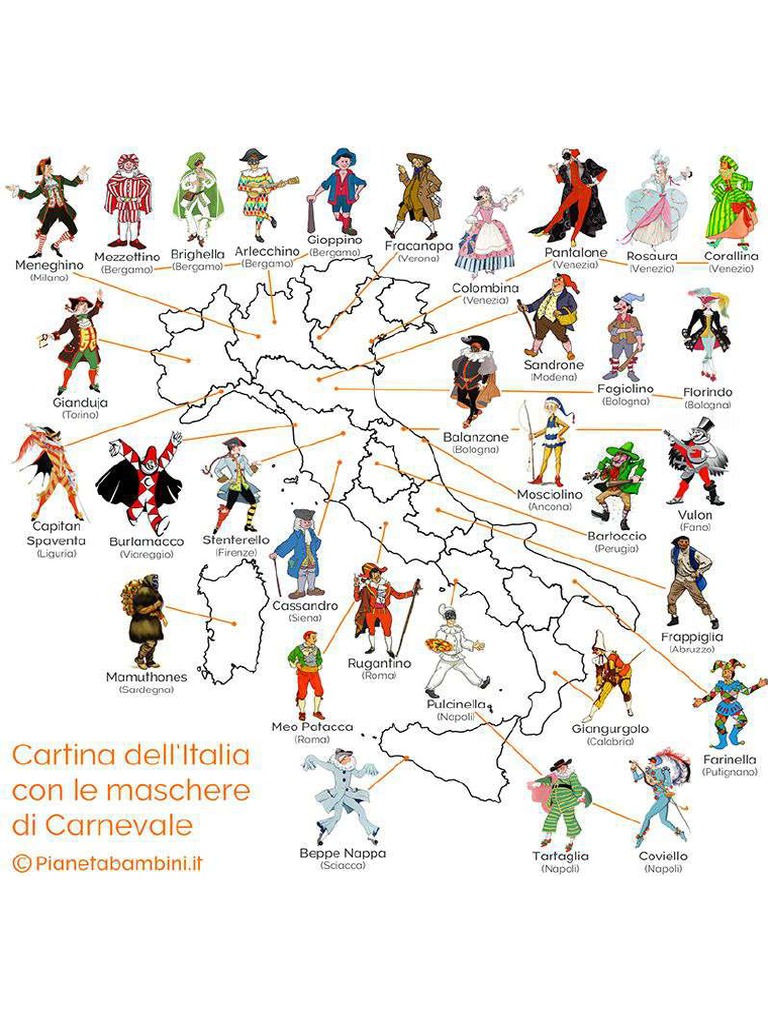 Cartina Italia Maschere Carnevale | PDF