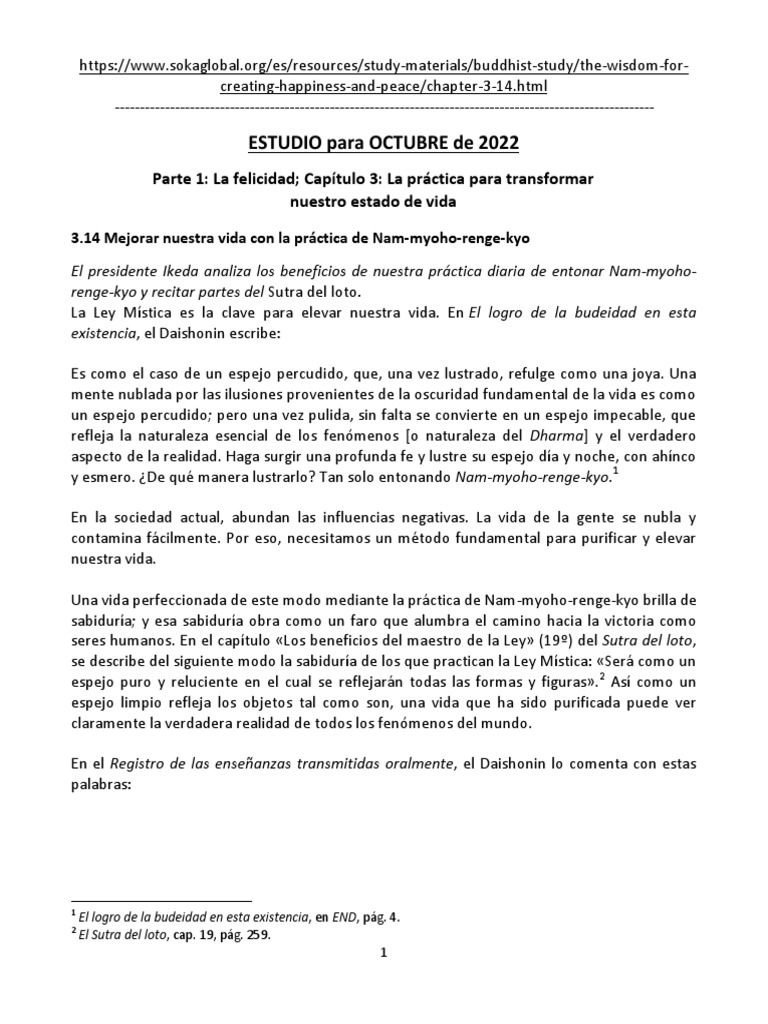 Sabiduría para Ser Feliz y Crear La Paz (Octubre 2022) | PDF | Sutra del loto