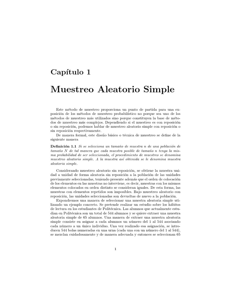 Muestreo Aleatorio Simple | PDF | Muestreo (Estadísticas) | Estadísticas