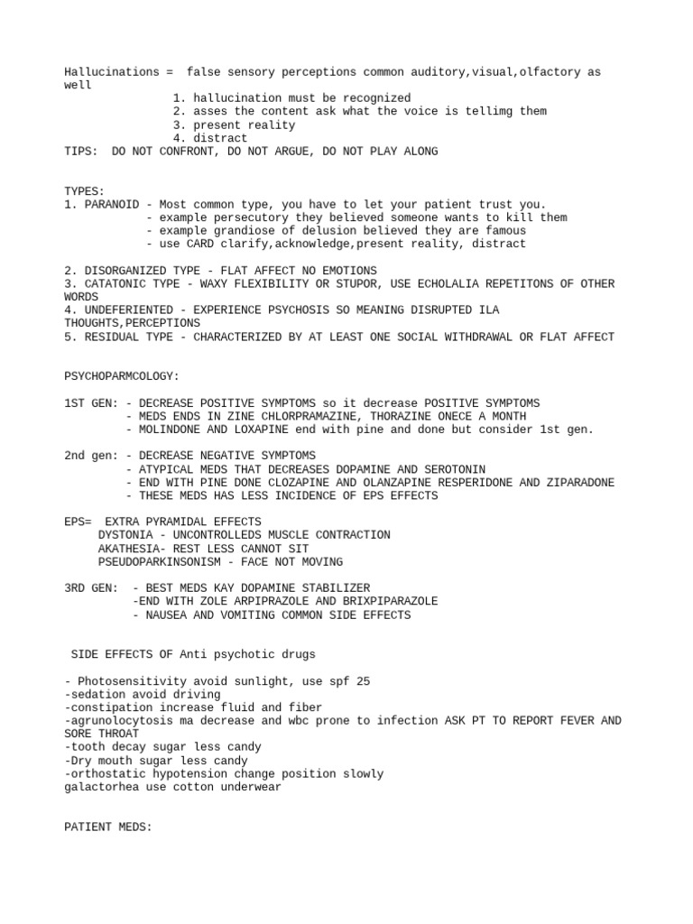 Schizo Notes 2 | PDF | Schizophrenia | Psychosis