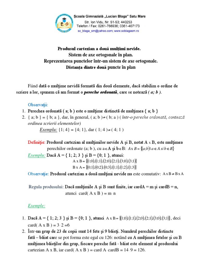 Produsul Cartezian A Doua Multimi Nevide | PDF