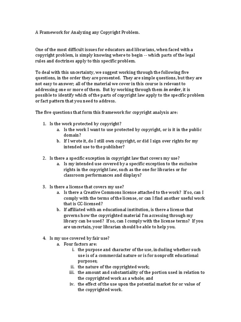 01 A Framework For Analyzing Any Copyright | PDF | Fair Use | Copyright