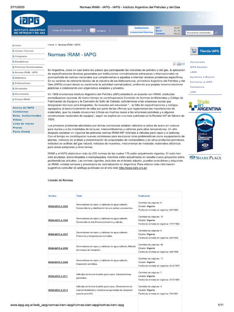 Listado de Normas IRAM - IAPG - IAPG - Instituto Argentino Del Petroleo ...